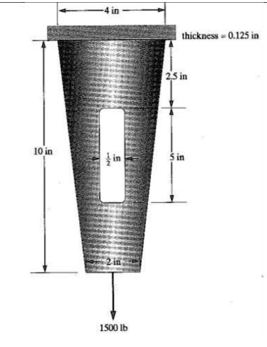 solve using fea consider a plate with a variable cross section ...