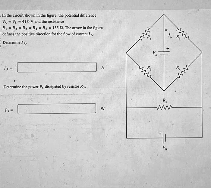 In the circuit shown in the figure, the potential difference VA = VB ...