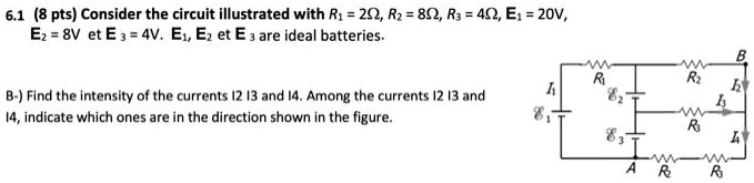 SOLVED: 6.18pts Consider the circuit illustrated with R1=8Ω, R2=4Ω, E1 ...