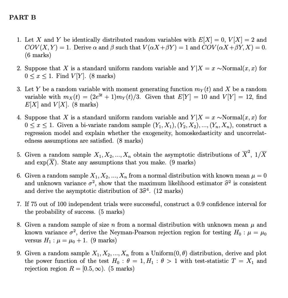 SOLVED: PART B 1. Let X and Y be identically distributed random ...