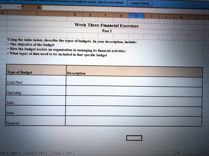Week Three Financial Exercises Part 1 Using the table below,...