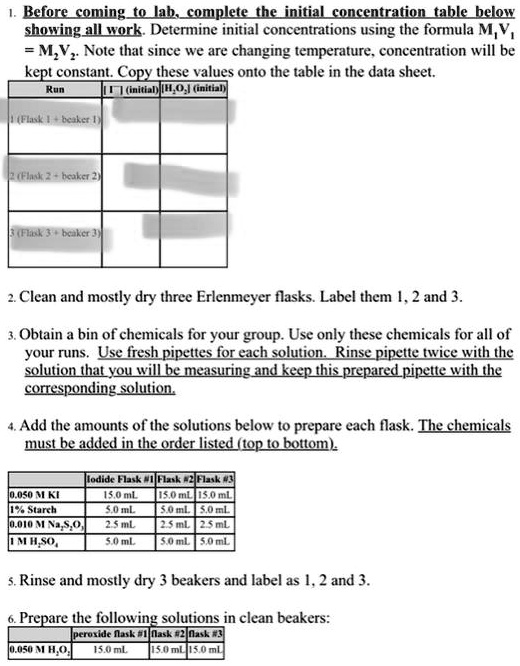 before coming to lab complete the initial concentration table belou ...