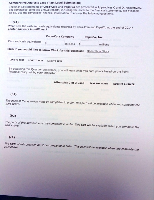 SOLVED: Comparative Analysis Case (Part Level Submission) The financial statements of Coca-Cola ...