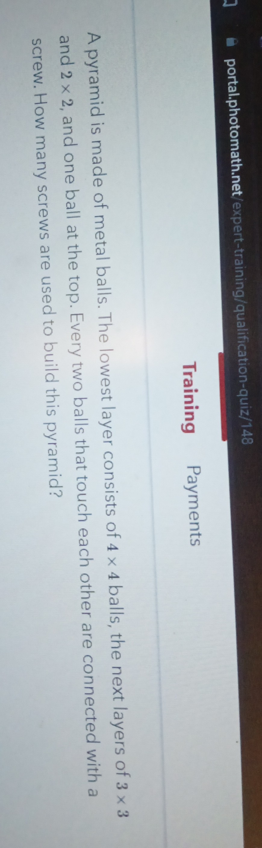 SOLVED: - portal.photomath.net/expert-training/qualification-quiz/148 ...