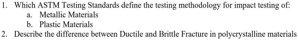 which astm testing standards define the testing methodology for impact ...