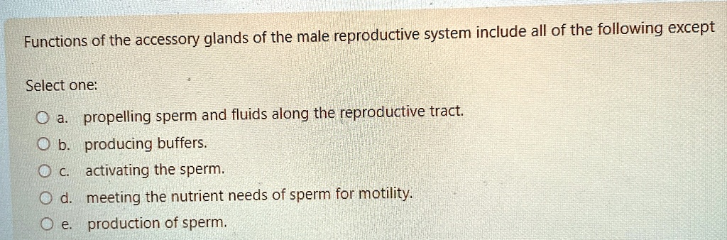 functions of the accessory glands of the male reproductive system include all of the following ...