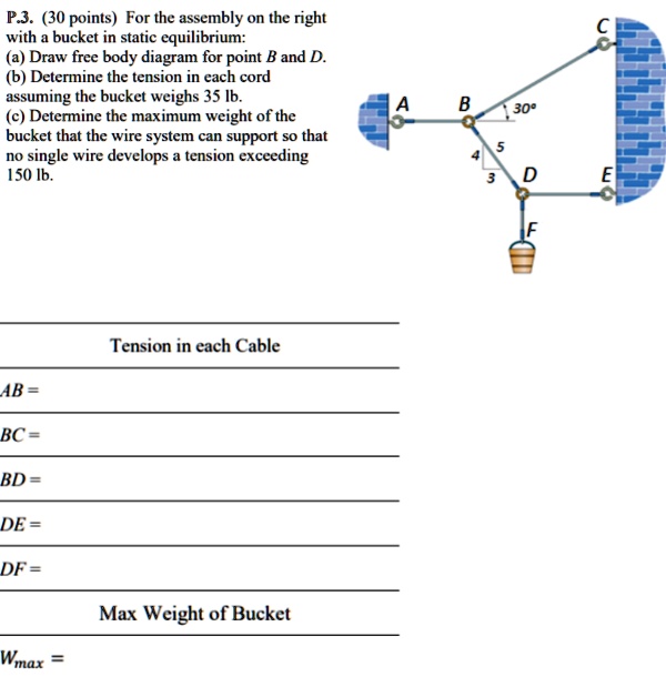 SOLVED: P.3. (30 points For the assembly on the righ with a bucket in ...