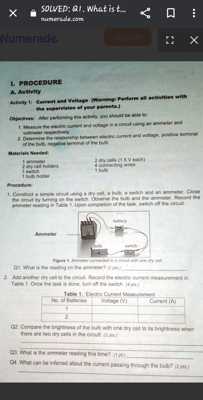 a SOLVED: QI. What is t... numerade.com I. PROCEDURE A. Activity ...