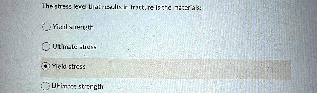 SOLVED: The stress level that results in fracture is the materials ...