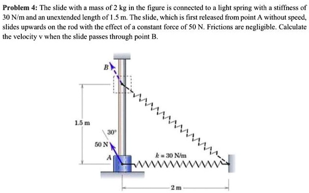 SOLVED: Problem 4: The slide with a mass of 2 kg in the figure is ...