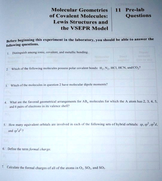 Molecular Geometries of Covalent Molecules: Lewis Structures and the ...
