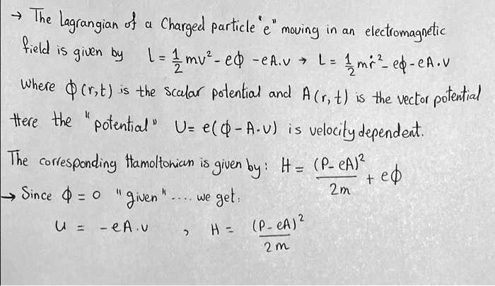 SOLVED: Quantum Mechanics: Potential Energy of a Charged Particle in an Electromagnetic Field ...