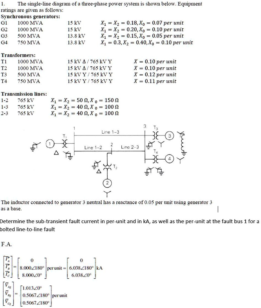 1 the single line diagram of a three phase power system is shown ...