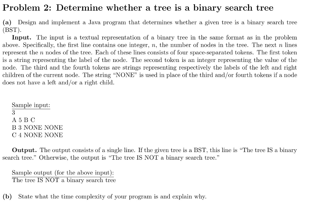in java please problem 2 determine whether a tree is a binary search ... in java please problem 2 determine whether a tree is a binary search ...