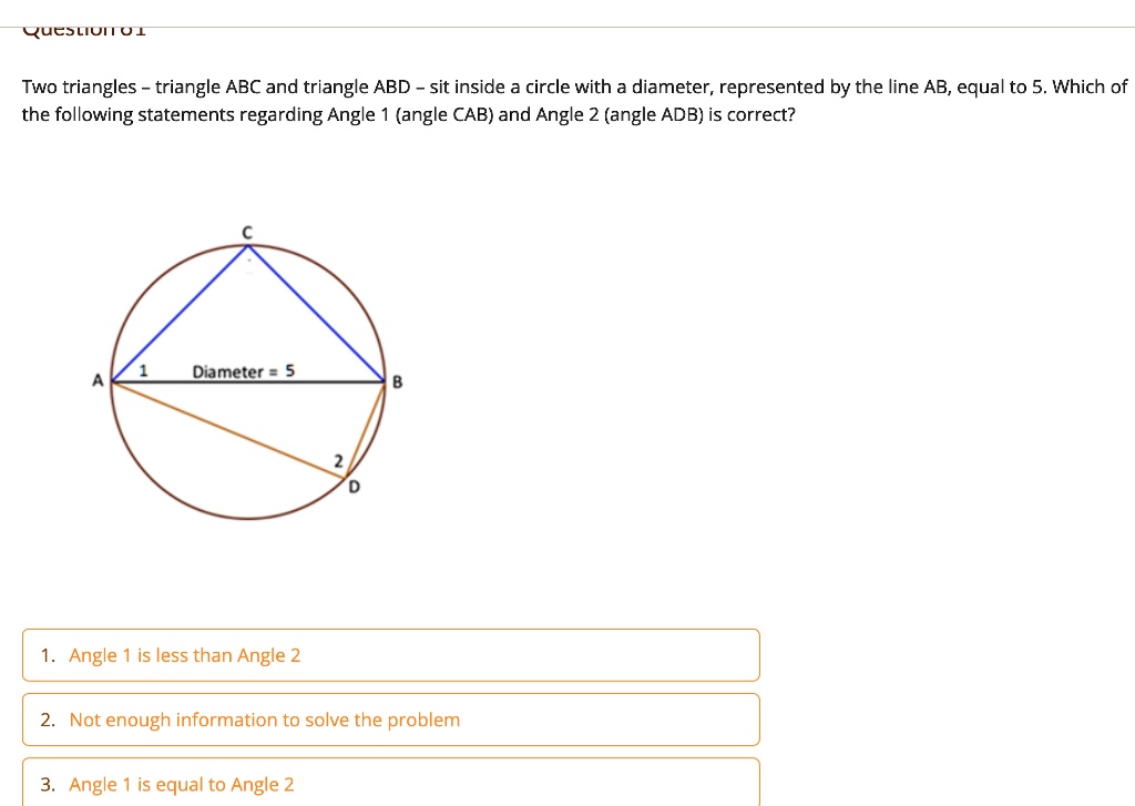 SOLVED: Two triangles, triangle ABC and triangle ABD, sit inside a ...