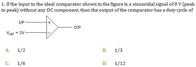 1. If the input to the ideal comparator shown in the figure is a sinusoidal signal of 8 V (peak ...