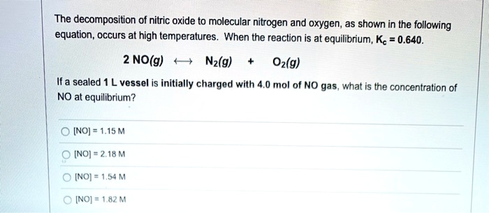The decomposition of nitric oxide to molecular nitrogen and oxygen, as ...