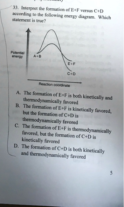 SOLVED: 33. Interpret the formation of E+F versus C+D according to the ...