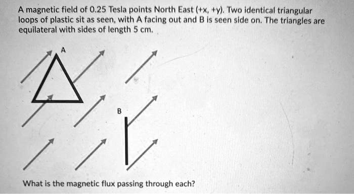 SOLVED:A magnetic field of 0.25 Tesla points North East (+X, +Y) Two ...