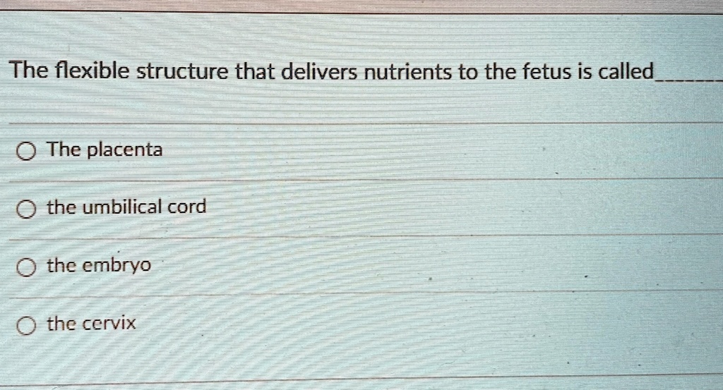 the flexible structure that delivers nutrients to the fetus is called ...