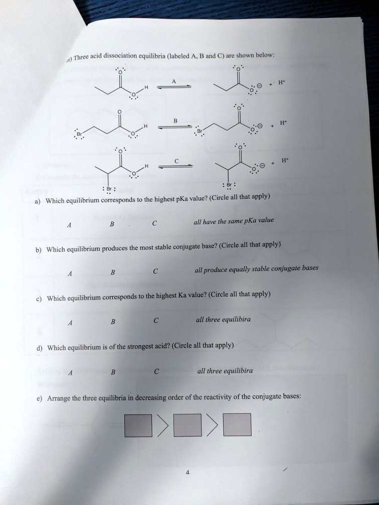 three acid dissociation equilibria labeled a b and c are shown below ...