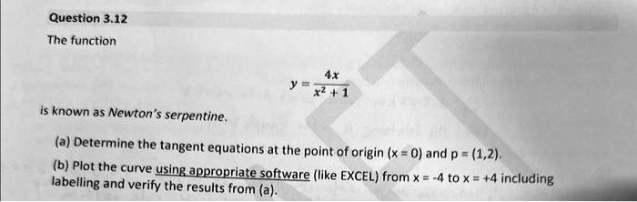 SOLVED: Question 3.12: The function y = 4x^2 + 1 is known as Newton's ...