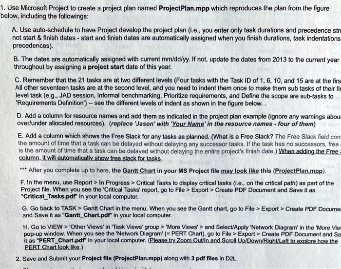 use microsoft project to create project plan named projectplan mpp ...