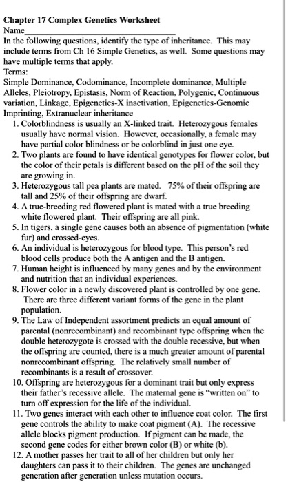 SOLVED: Chapter 7 Compiler Genetics Worksheet Name In the following ...