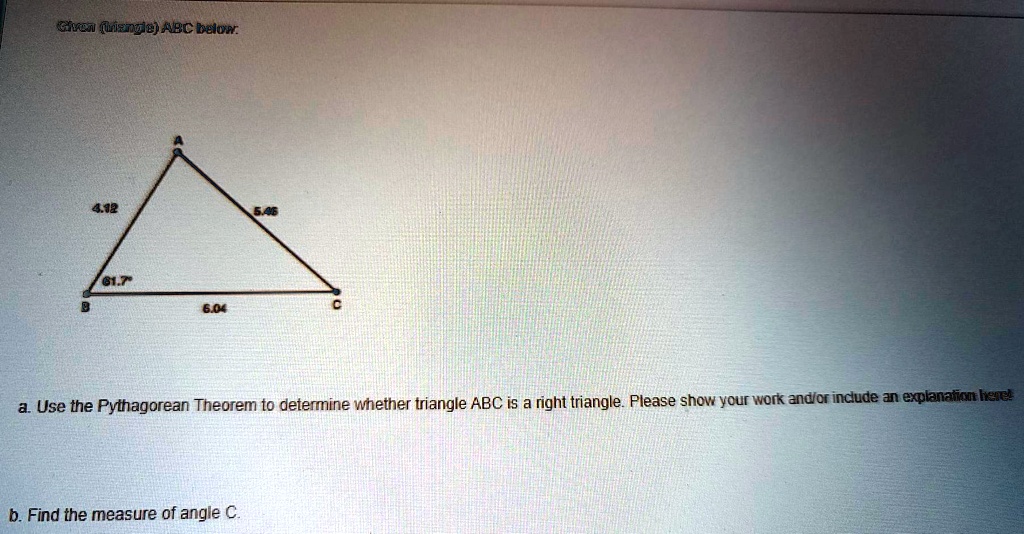 gnm hisnlej abc belox g17 604 a use the pythagorean theorem to determine whether triangle abc is ...