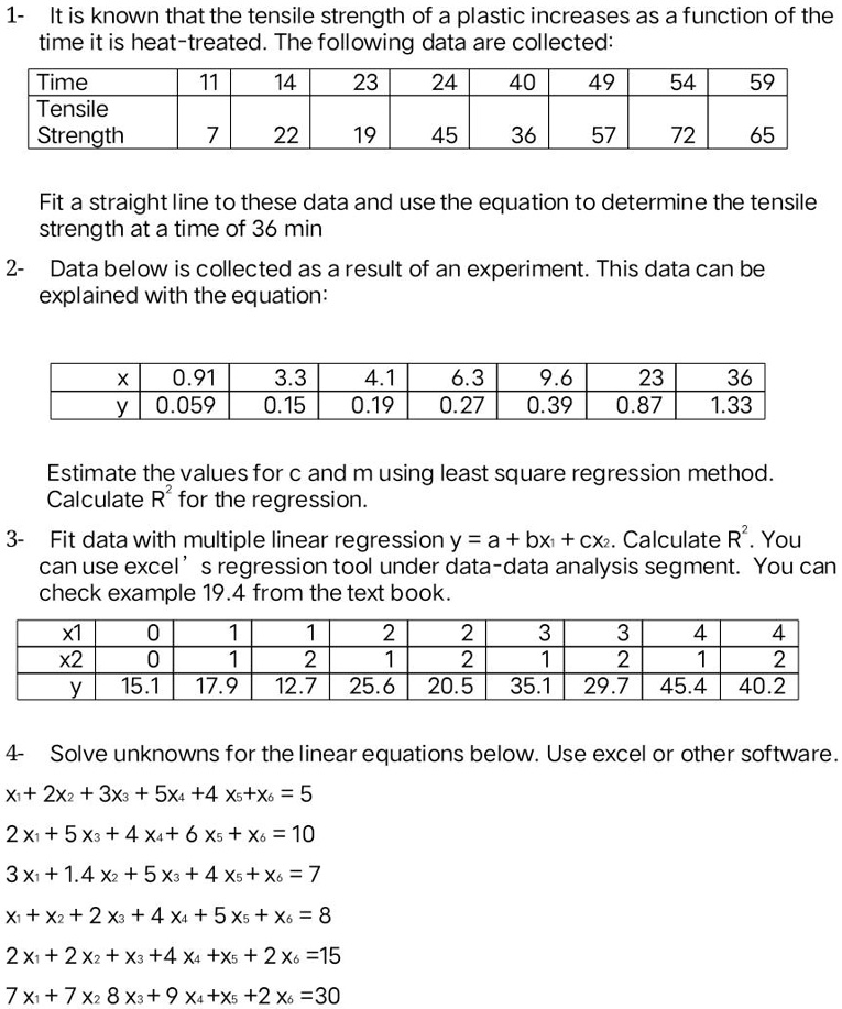 SOLVED: Texts: 1- It is known that the tensile strength of a plastic increases as a function of ...