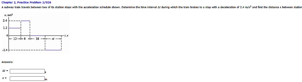 SOLVED: Chapter 2,Practice Problem 2/026 A subway train travels between two of its station stops ...