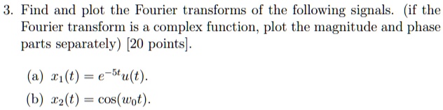 SOLVED: 3. Find and plot the Fourier transforms of the following signals. (If the Fourier ...