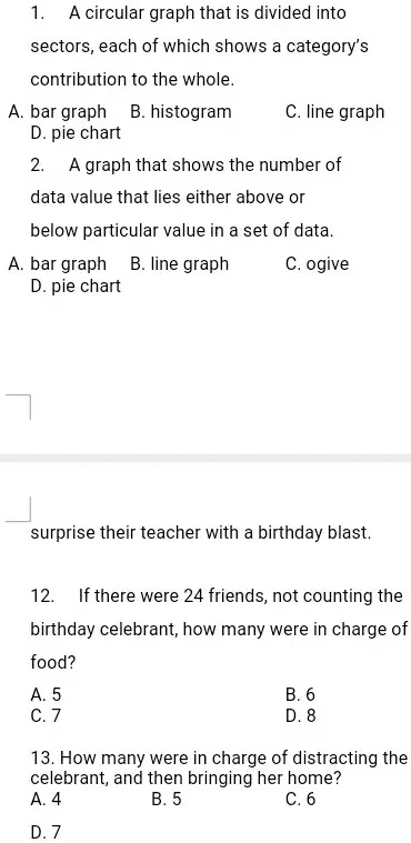 SOLVED: A circular graph that is divided into sectors each of which shows category's ...