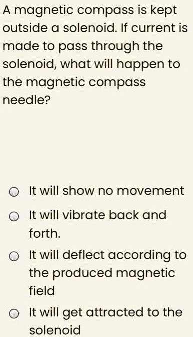 SOLVED: magnetic compass is kept outside a solenoid: If current is made ...