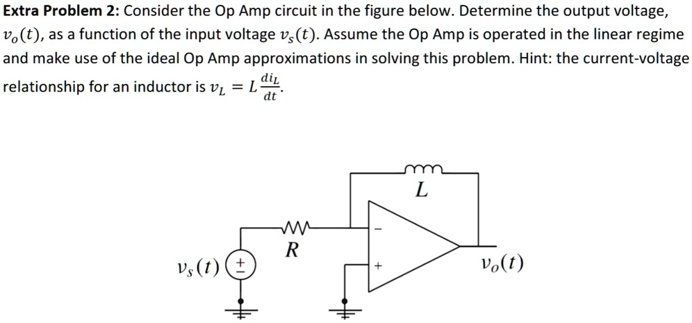 SOLVED: Extra Problem 2: Consider the Op Amp circuit in the figure below. Determine the output ...