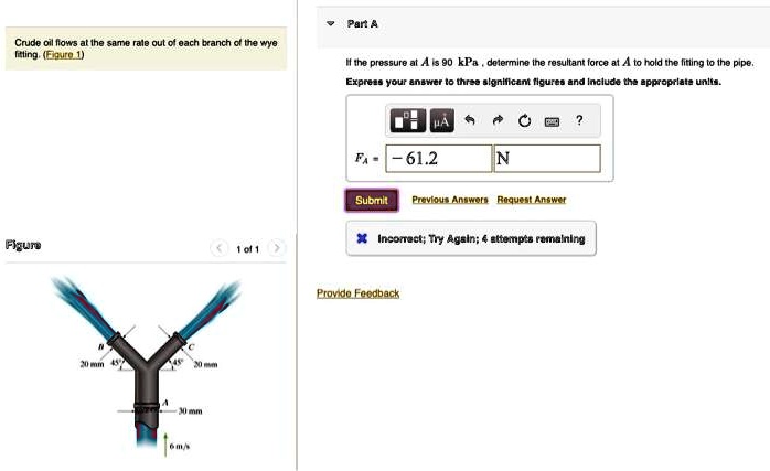SOLVED: Texts: Part A Fitting. Figure 1 If the pressure at A is 90 kPa ...