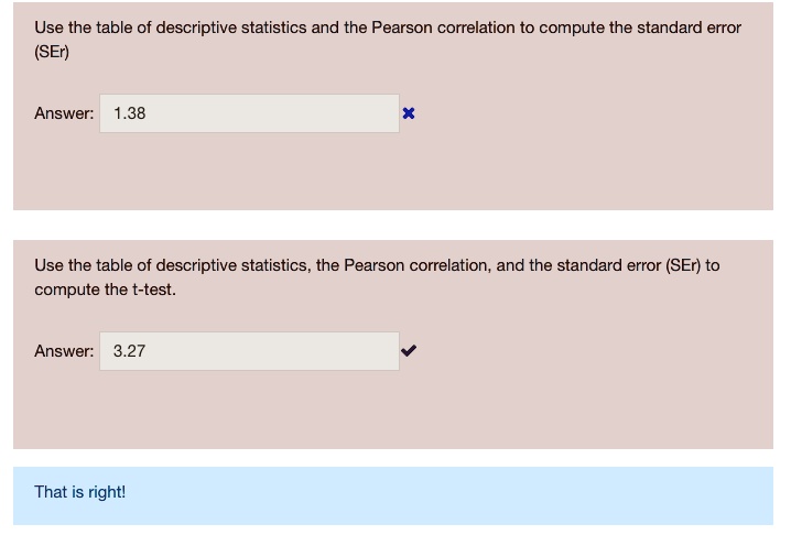 use the table of descriptive statistics and the pearson correlation to ...
