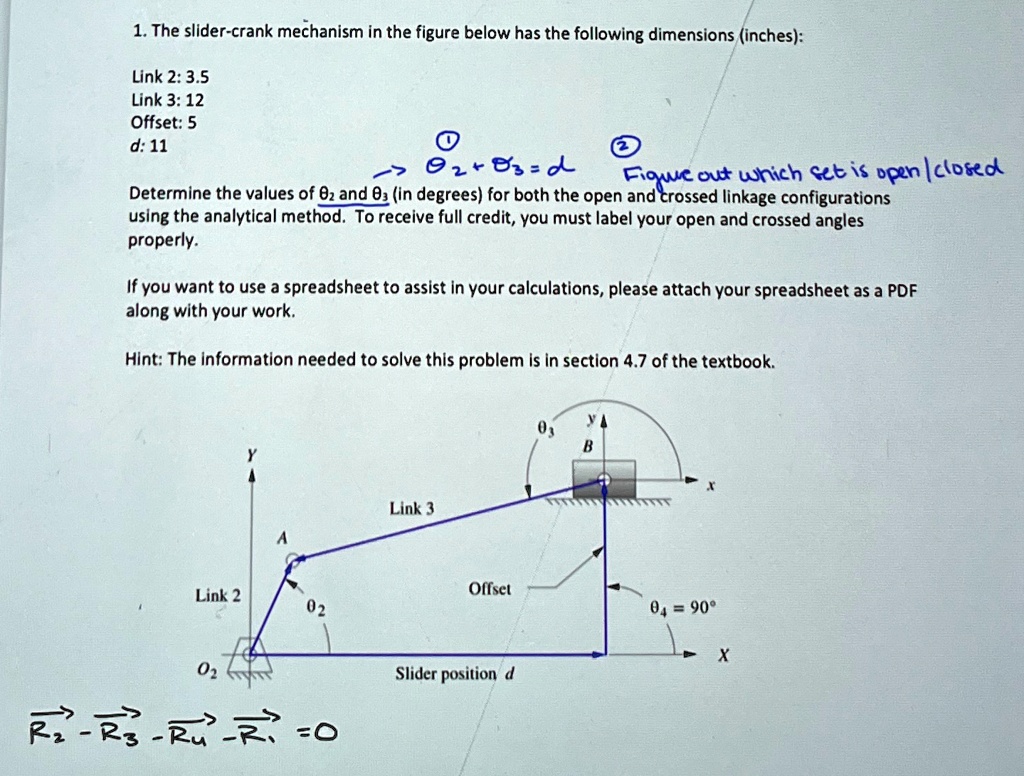 [GET ANSWER] 1 the slider crank mechanism in the figure below has the ...