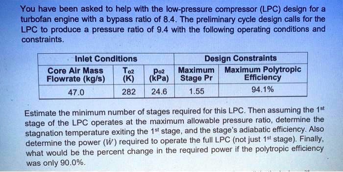 SOLVED: You have been asked to help with the low-pressure compressor ...