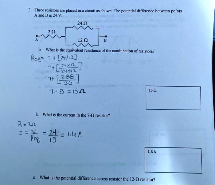 three resistors are placed in circuit as shown the potential diflerence ...