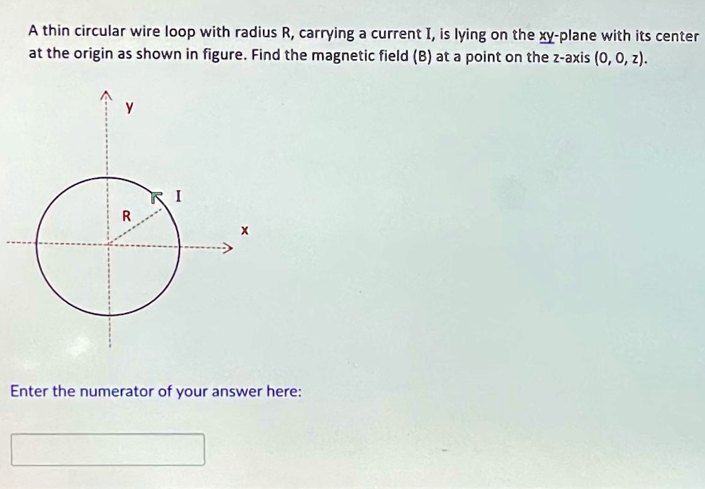 A thin circular wire loop with radius R, carrying a current I, is lying on the xy-plane with its ...