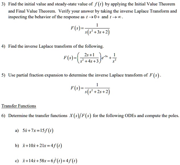 VIDEO solution: 3) Find the initial value and steady-state value of f(t ... VIDEO solution: 3) Find the initial value and steady-state value of f(t ...