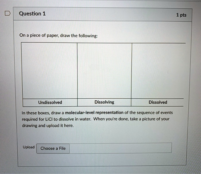 question 1 1 pts on a piece of paper draw the following undissolved ...