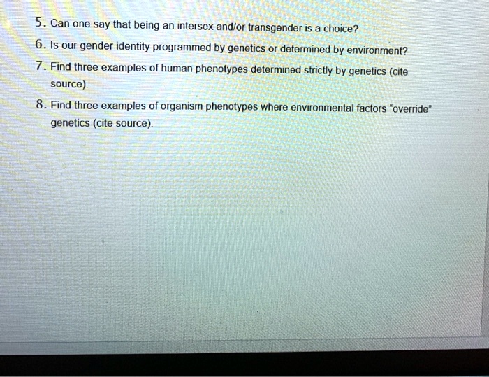 SOLVED: Can one say that being an intersex andlor transgender is choice ...