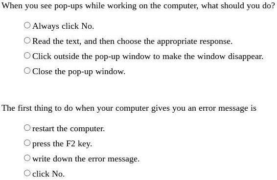 SOLVED: 'please help me with this question pt.1 When you see pOp-ups while working on the ...