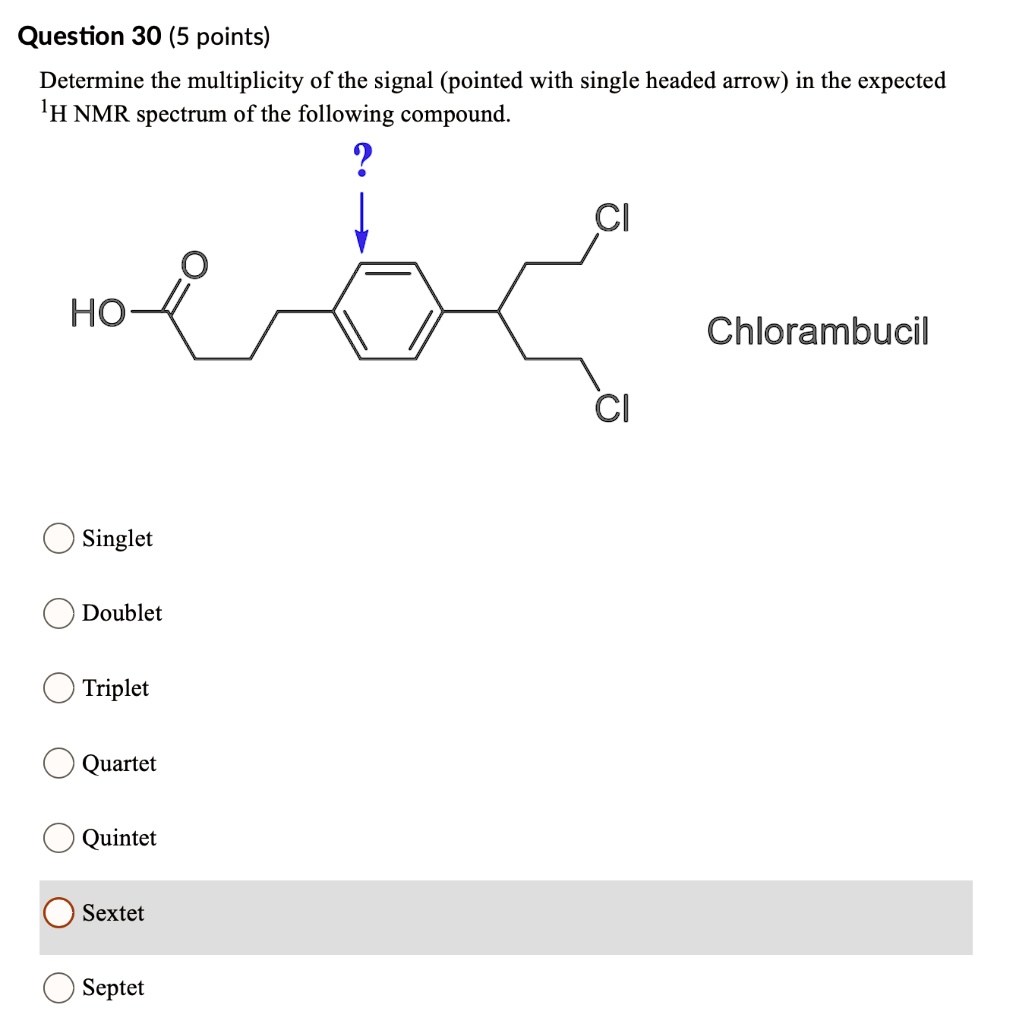 question 30 5 points determine the multiplicity of the signal pointed ...