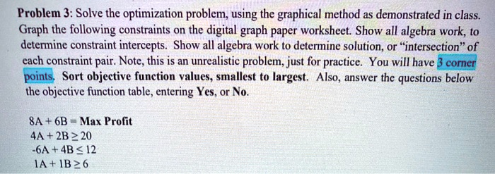 SOLVED: Problem 3: Solve the optimization problem; using the graphical ...