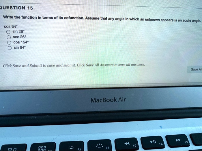 Solved Question 16 Write The Function In Terms Of Its Cofunction