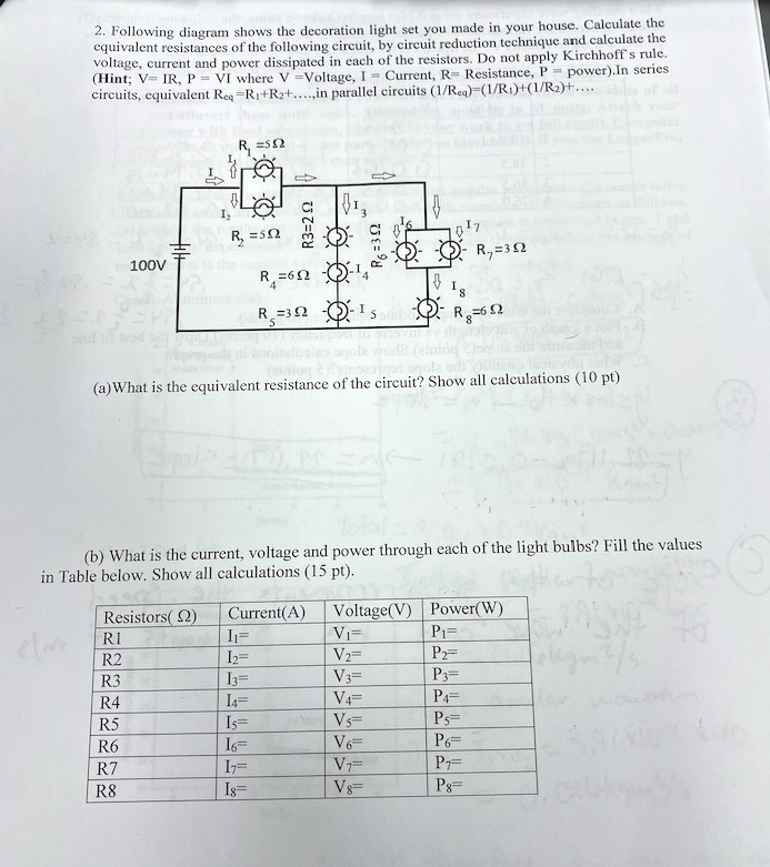 yu made yow nous calculate the following diagram shows the decoration light equivalent ...