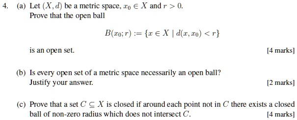 let xd be metric space o x and prove that the open ball bzor r x dzxo r ...